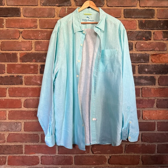 Tommy Bahama | Shirts | Tommy Bahama Turquoise Blue Linen Long Sleeve ...